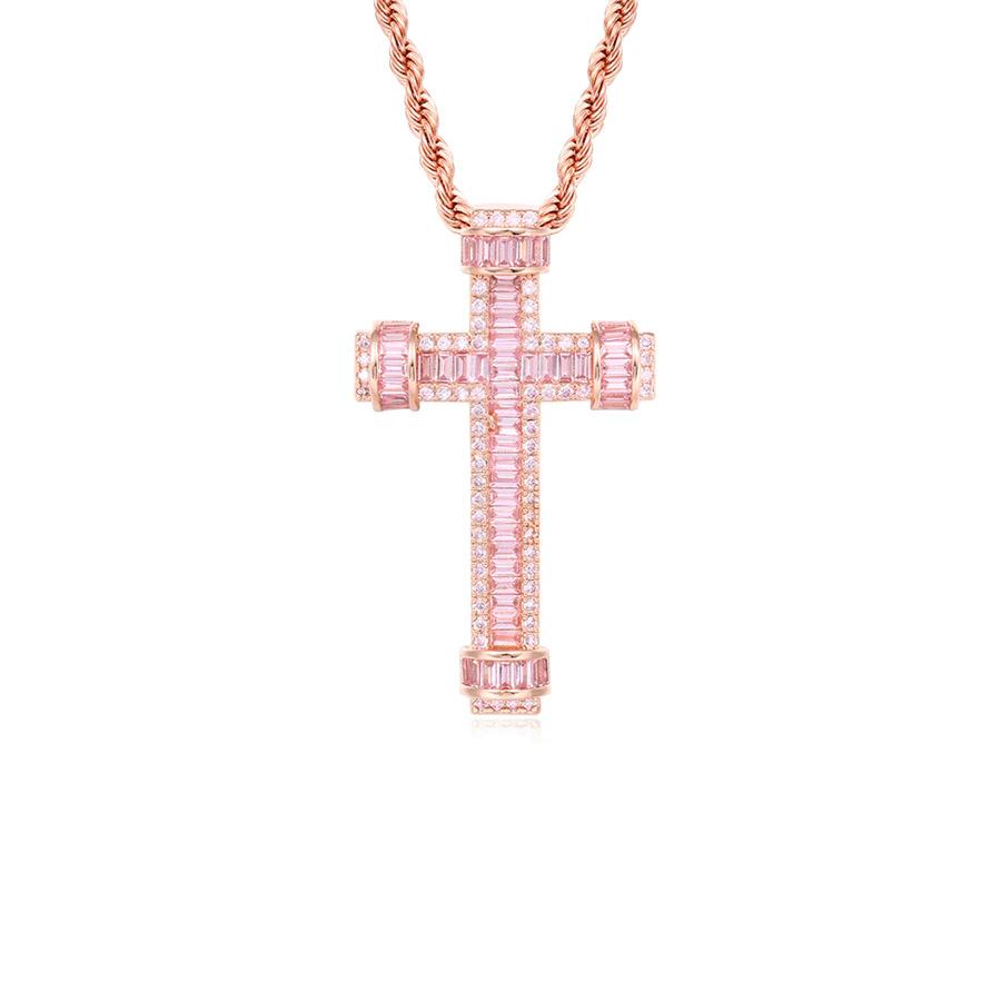 Pink Cross Necklace ISABELLA' STERLING SILVER CROSS NECKLACE – The